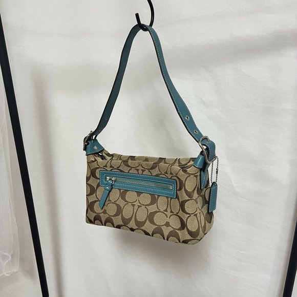 Coach | Bags | Coach Signature Purse Blue Strap Gently Worn Blue ...
